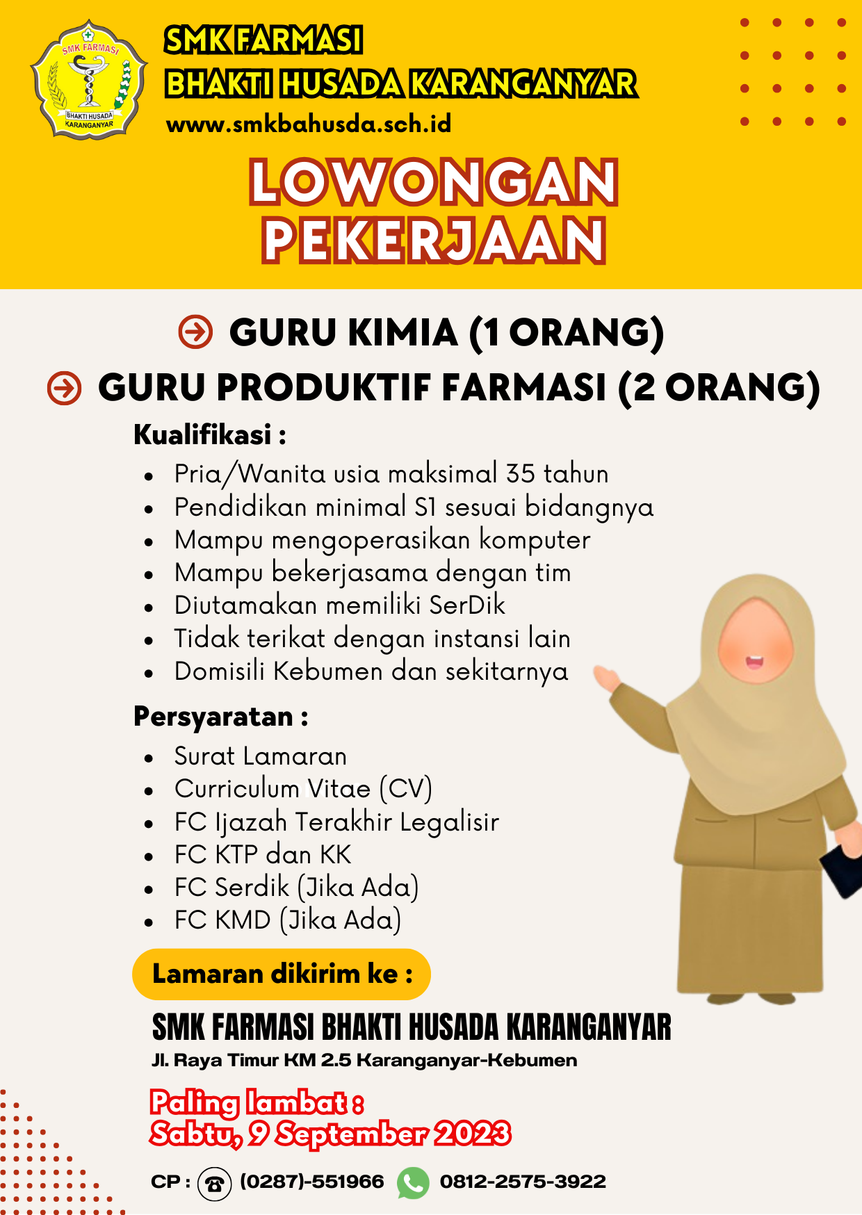 Lowongan Pekerjaan Guru SMK Farmasi – SMK Farmasi